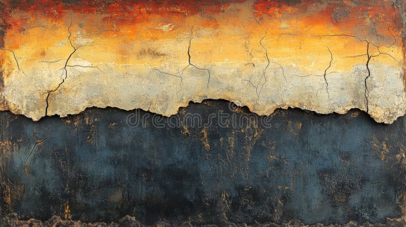 Abstract Textured Landscape Painting Warm and Cool Tones Stock ...