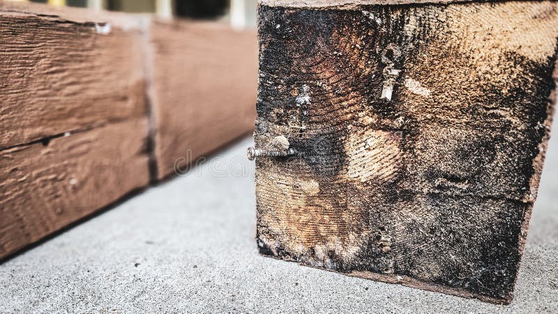 Ends of Old Deck Timber Cedar Posts Construction Abstract Background ...