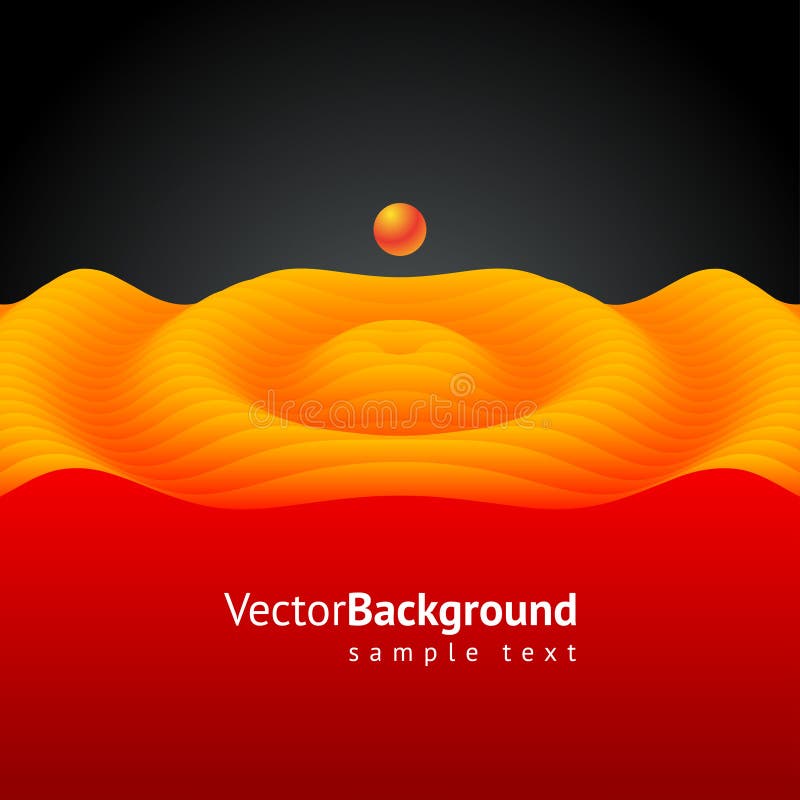 Rippled Sound Wave Falling Drop Yellow Desert Landscape Background ...