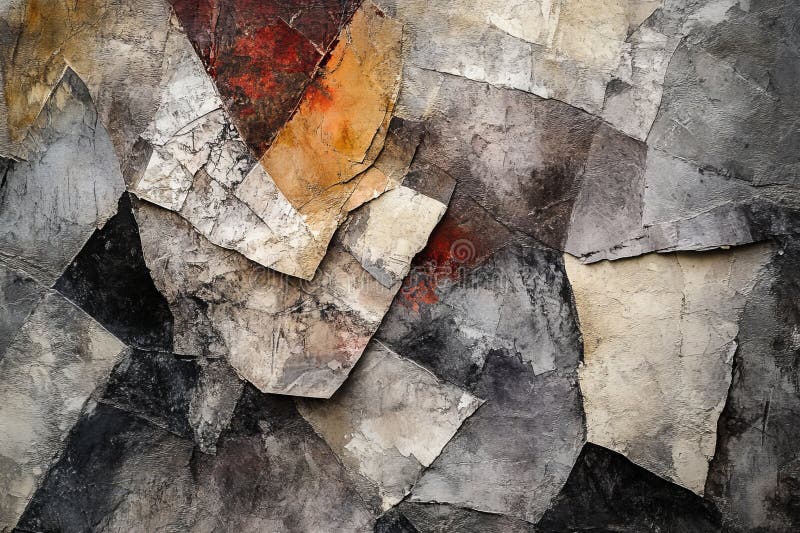 Abstract Textured Wall Art with Multicolored Layers of Torn Paper and ...