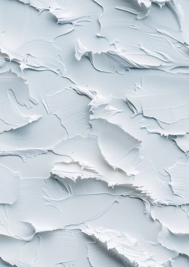 Abstract Textured White Paste Art with Sweeping Brush Strokes on Canvas ...