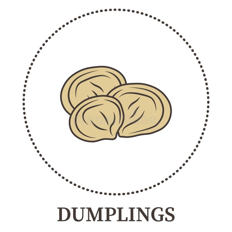 Abstract Thin Line Dumpling Icon Isolated on White Background - Vector ...