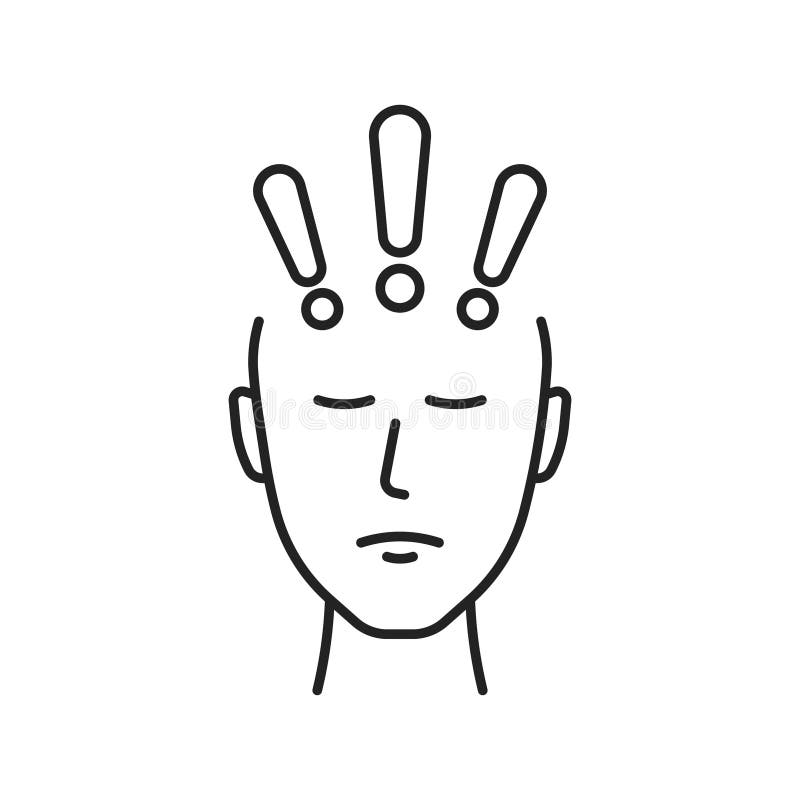 Abstract Thin Line Sad Face with Exclamation Mark Stock Illustration ...