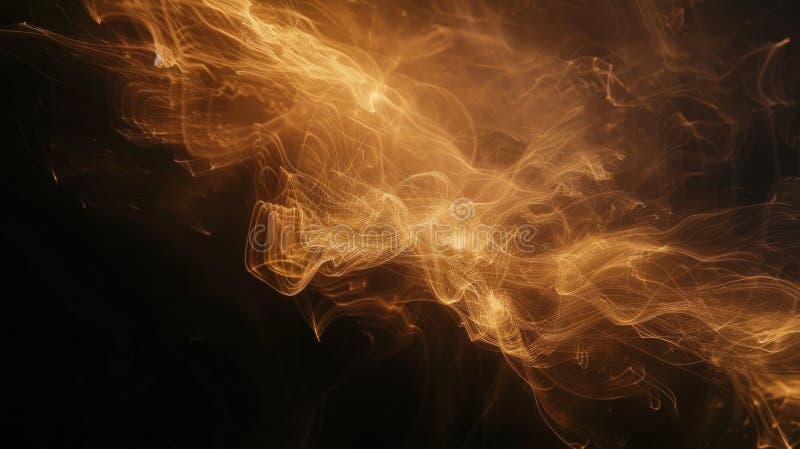 Abstract Thin Streams Gold Smoke on Black Background, Creating ...