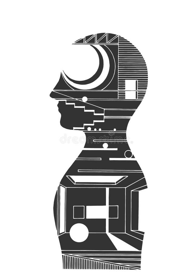 Abstract Thinking World, Universe Inside Your Mind Vector Hand Drawn ...