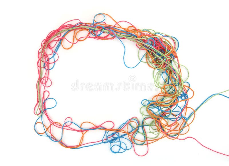 Circle of Tangled Colorful Cotton Threads Isolated on White Background ...