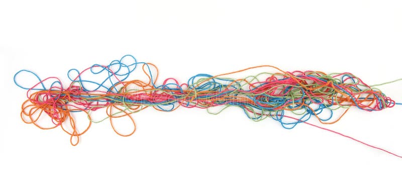 Tangled Colorful Cotton Threads Isolated on White Background. Stock ...