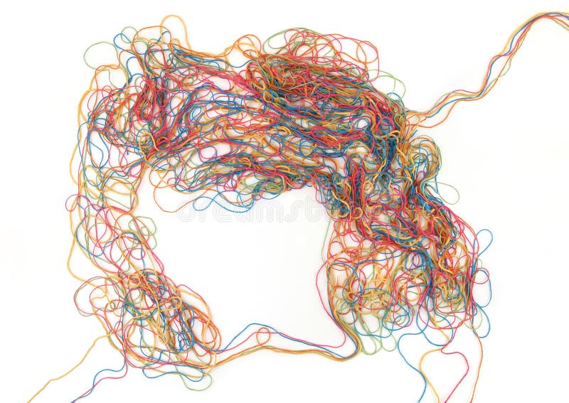 Tangled Colorful Cotton Threads Isolated on White Background. Stock ...