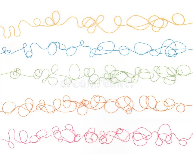 Tangled Colorful Cotton Threads Isolated on White Background. Stock ...