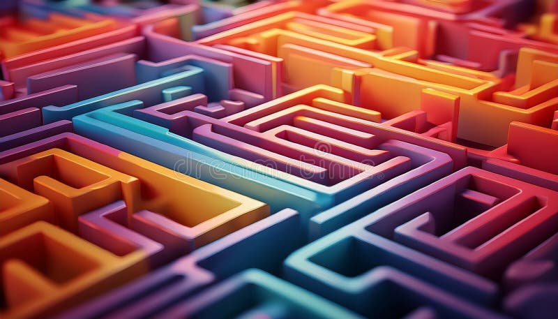 Abstract Three Dimensional Maze Design with Nobody, Creating a Pattern ...