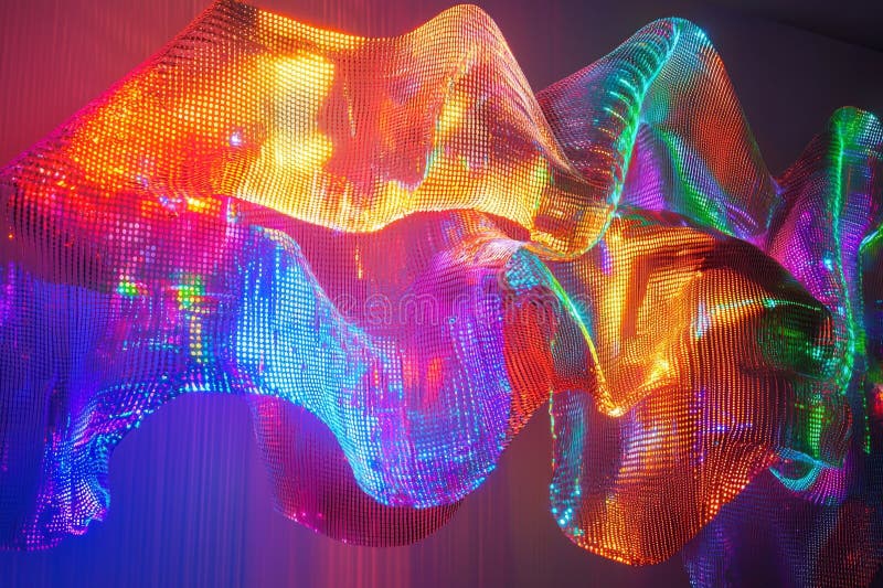 An Abstract Three-dimensional Scene with a Translucent Purple Wave Set ...