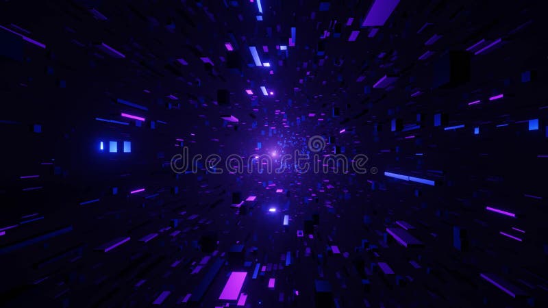 Abstract Three-dimensional Space. Different Cubes in Move in Space ...