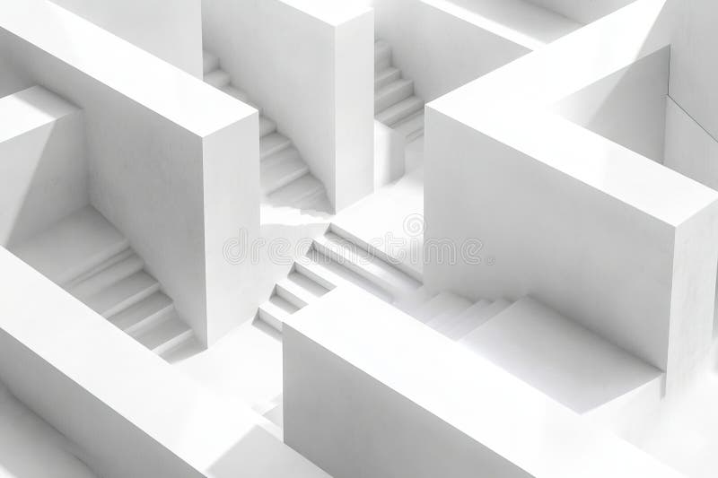 Abstract Three Dimensional White Maze Structure Showcasing Intricate ...
