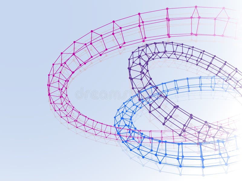 Abstract Three Torus Connected Lines Dots on Blue. Stock Vector ...