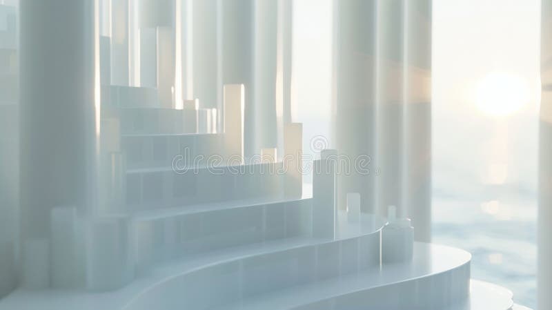 Abstract Tiered Structure with Soft Lighting and Smooth Curves Stock ...