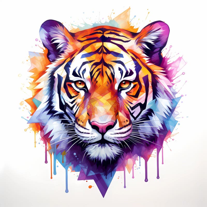 Abstract Tiger S Head Illustration in Geometric Triangles Stock ...