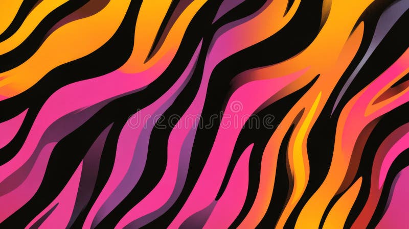 Abstract Tiger Stripe Pattern in Pink Orange and Black Stock ...
