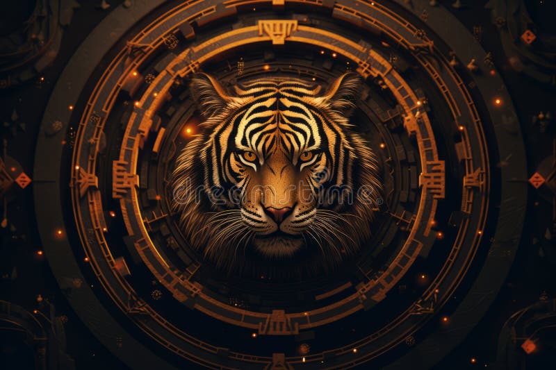 Abstract Tiger Stripes Forming a Zodiac Circle Stock Illustration ...