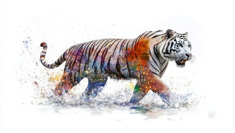 Abstract Tiger Wallpaper with a Pastel-colored Contrast Background ...