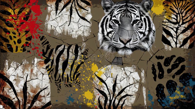 Abstract Tiger and Zebra Print Collage, Modern High Quality Image Stock ...
