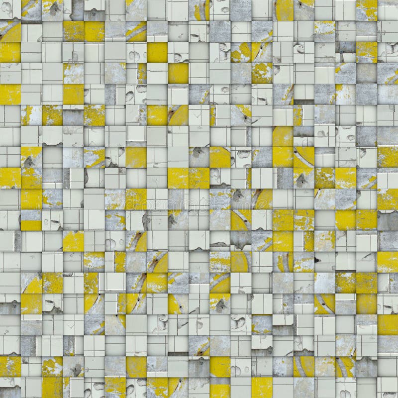 Abstract Tile Mosaic Backdrop in Yellow White Stock Illustration ...