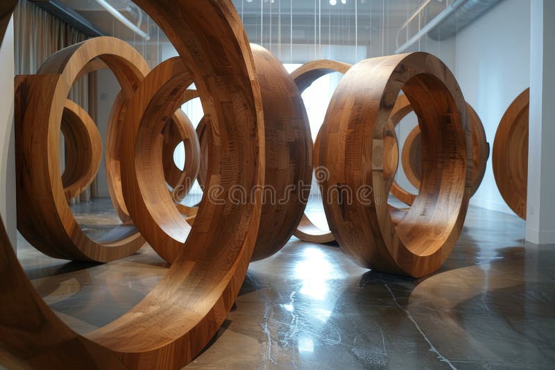 An Abstract Timber Art Installation in a Gallery, Featuring ...