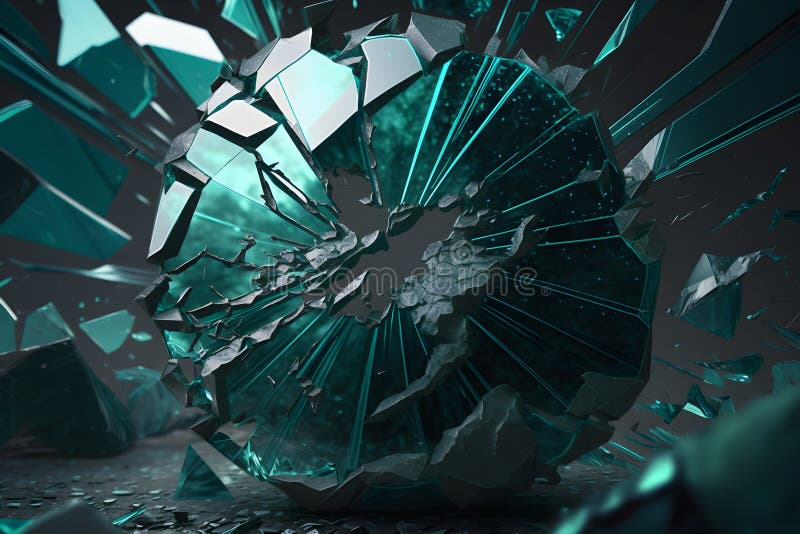 Abstract Time Freezing Image with Broken Glass Figure on Dark ...