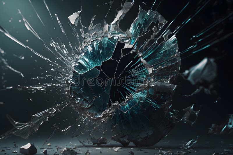 Abstract Time Freezing Image with Broken Glass Figure on Dark ...