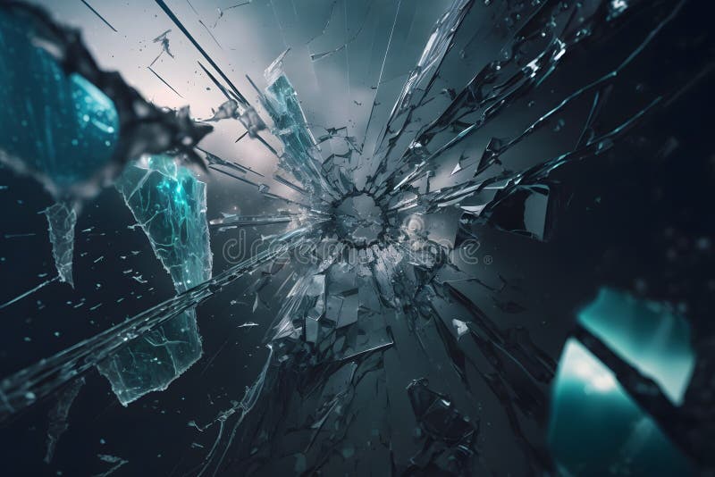 Abstract Time Freezing Image with Broken Glass Figure on Dark ...