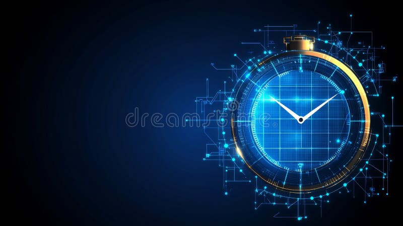 Abstract Time Management Digital Stopwatch with Lines, Connected Dots ...