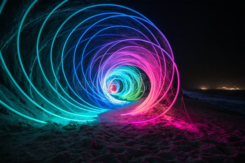 Abstract Time Vortex in Glowing Neon Colors Stock Illustration ...