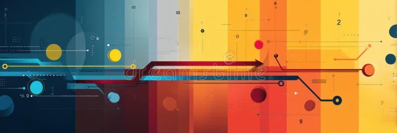 Abstract Timeline Infographic Featuring Arrows and Markers on a Vibrant ...