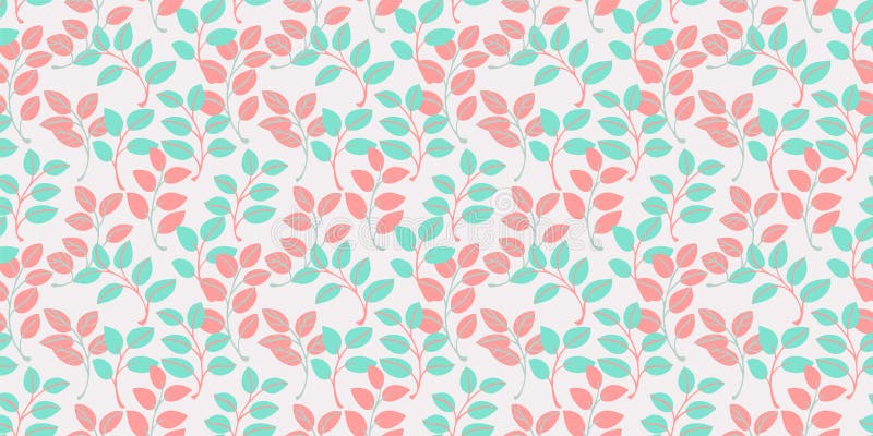 Abstract Tiny Branches Leaves Seamless Pattern on a White Background ...