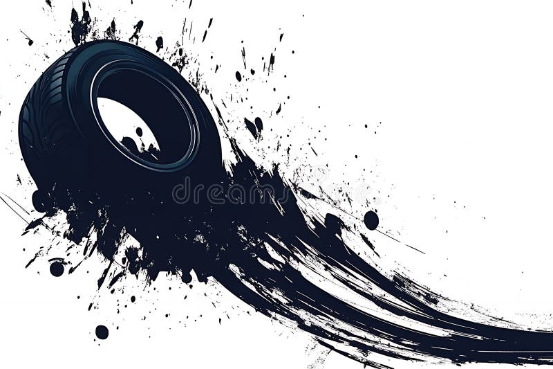 Abstract Tire with Ink Splatter Design Speed Motion and Power Concept ...