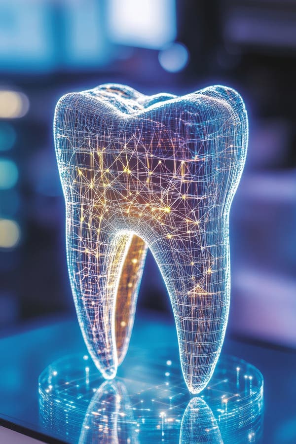 Abstract Tooth Model with Glowing Network, Representing Future of ...