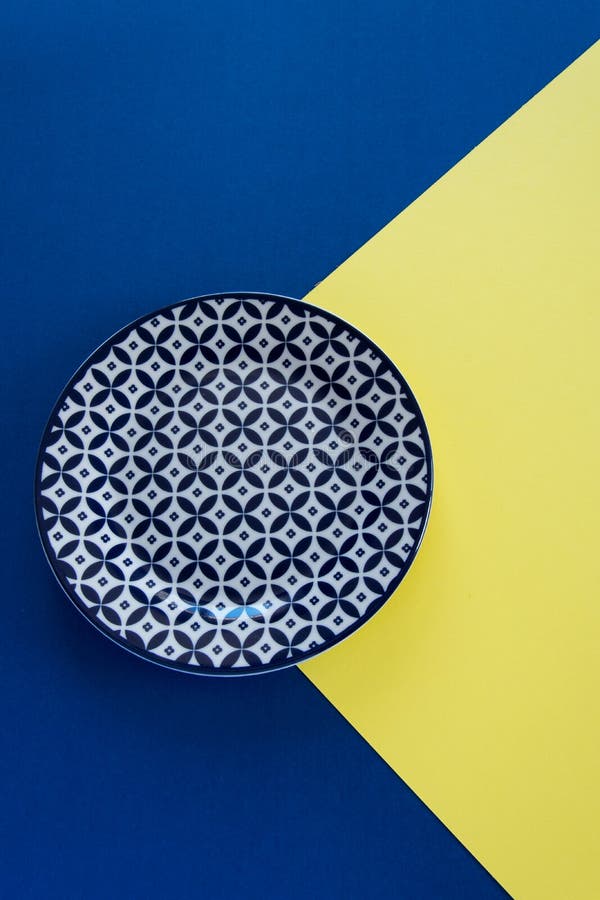Modern Blue Plate on Colorfull Background in a Colour Palette Stock ...
