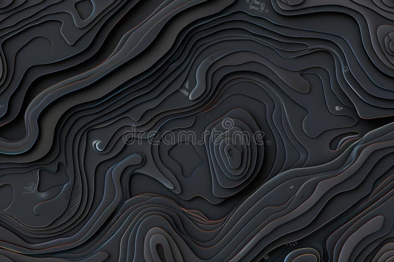 Abstract Topographic Background Black and Dark Gray Elevation Contour ...