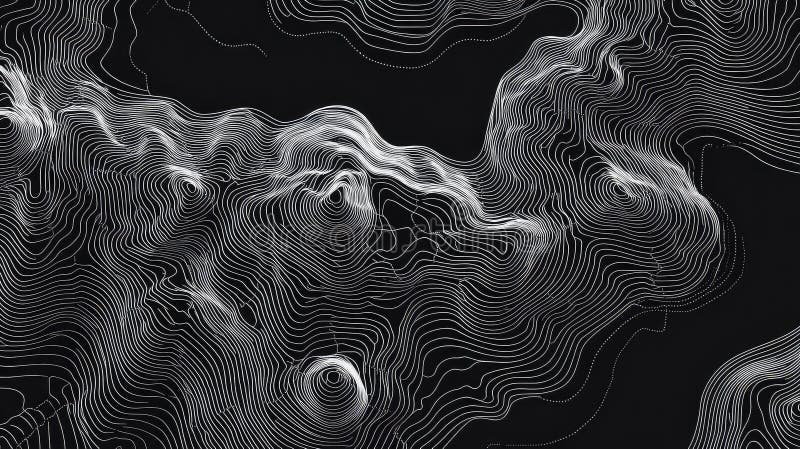 Abstract Topographic Contour Lines on Black Background Creating a 3D ...