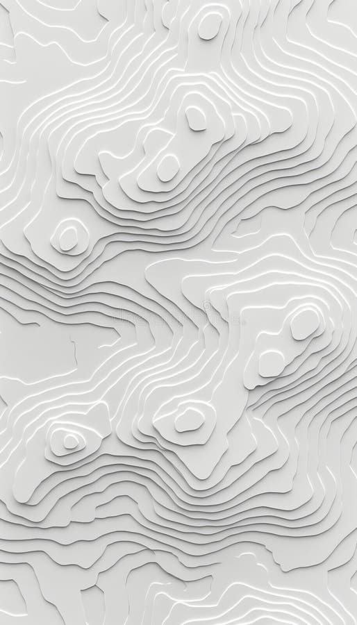 Abstract Topographic Contour Lines Pattern White Background, 3D ...
