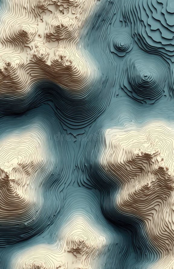 Abstract Topographic Contour Lines Showing Elevation and Depth Stock Illustration - Illustration ...