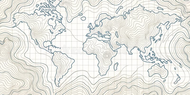 Abstract Topographic Map Background, Wavy Line Texture Stock ...