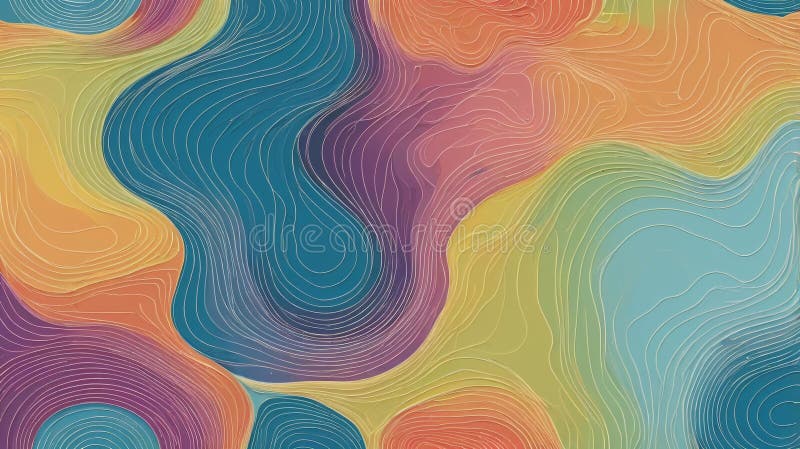 Abstract Topographic Map with Colorful Layers and Thin White Contour ...