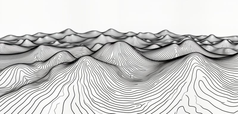 Abstract Topographic Map Design. Black Lines Create Textured Hills ...