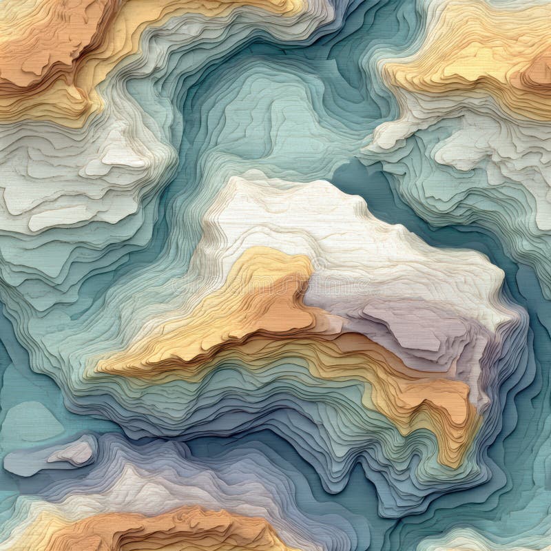 Abstract Topographic Map Design in Pastel Colors for Visual Artwork ...