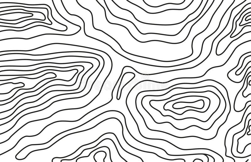 Abstract Topographic Map. Different Curved Lines, Black Stripes ...
