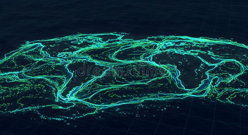 Topographic Map Blue Technology Background. Big Data Elevation Map with Contour Lines ...