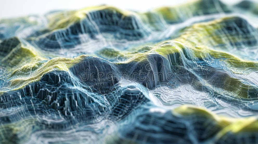 Abstract Topographic Map Visualization. Data Terrain Surface with Lines ...