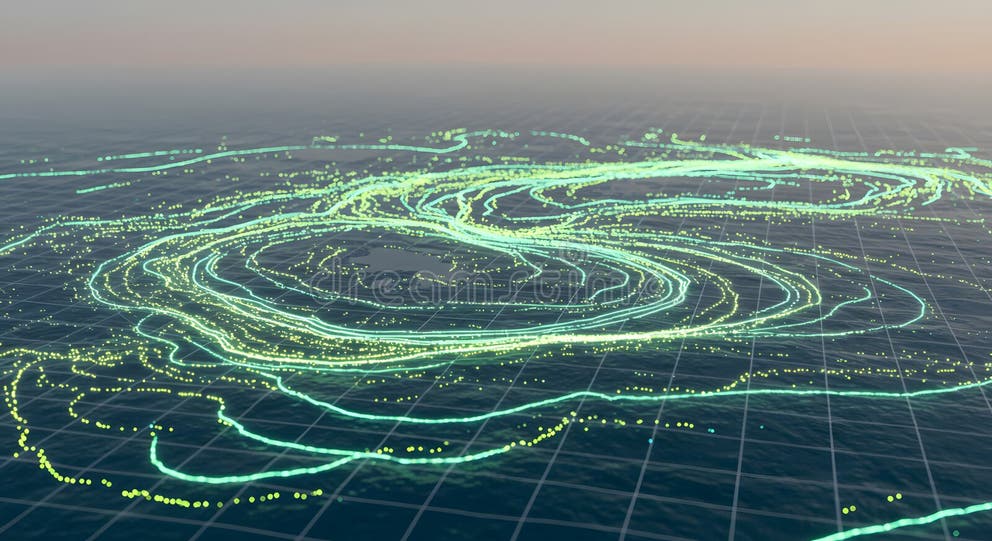 Abstract Topographic Map Visualization Digital Terrain Data ...