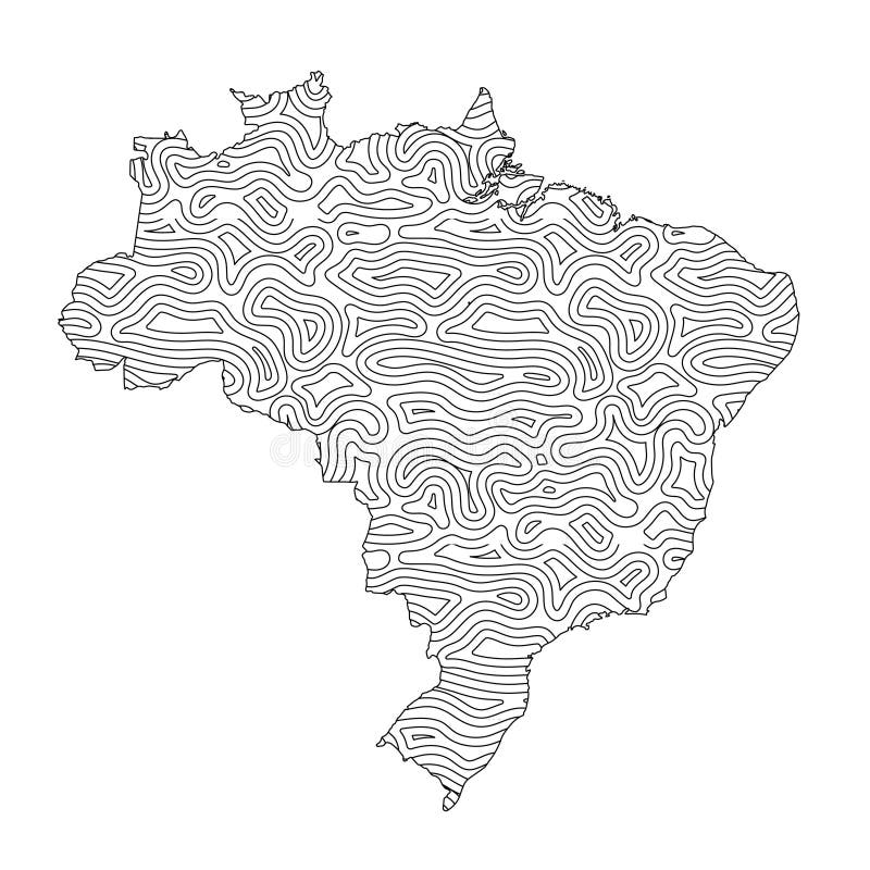 Abstract Topographic Style Brazil Map Design Stock Vector ...