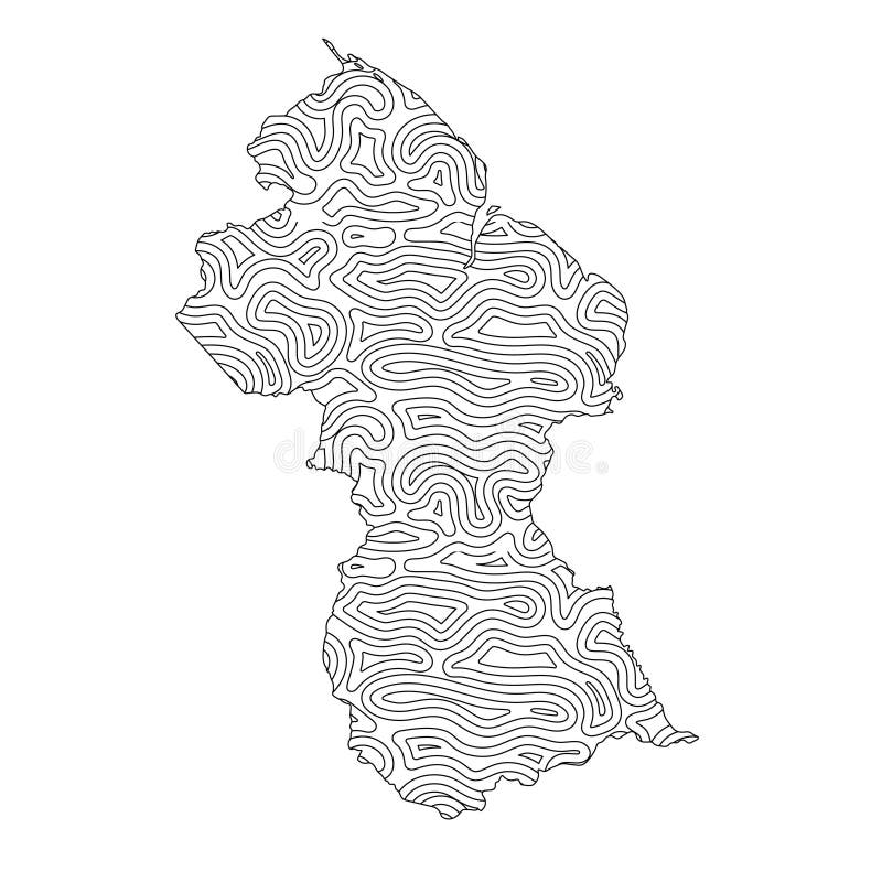 Abstract Topographic Style Guyana Map Design Stock Vector ...
